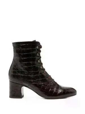 Chie Mihara Croc-effect Lace-up Ankle Boots - Brown