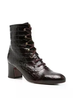 Chie Mihara Croc-effect Lace-up Ankle Boots