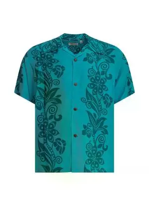 SUN SURF Floral-print Short-sleeve Shirt - Blue