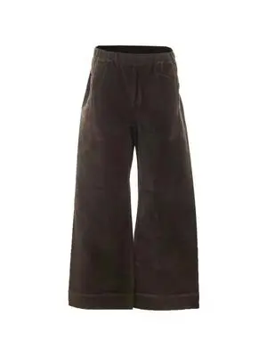 TRUE AVENUE Pensil Elasticated-waist Wide-leg Trousers - Brown