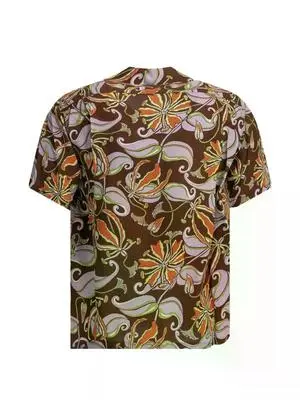 SUN SURF Spider Lily Floral-print Short-sleeve Shirt