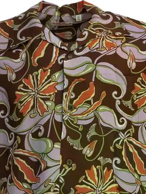 SUN SURF Spider Lily Floral-print Short-sleeve Shirt