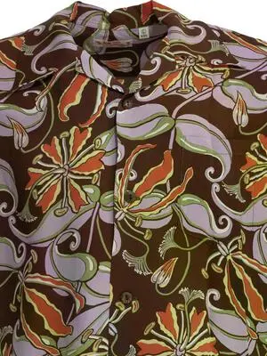 SUN SURF Spider Lily Floral-print Short-sleeve Shirt