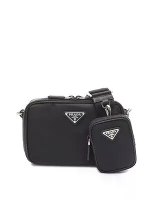 Prada 2013-2026 Medium Saffiano Trimmed Re Nylon Brique Satchel - Black