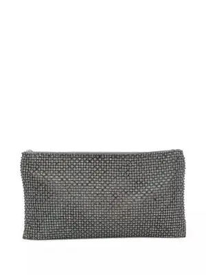 Benedetta Bruzziches Crystal-embellished Silk Clutch - Grey