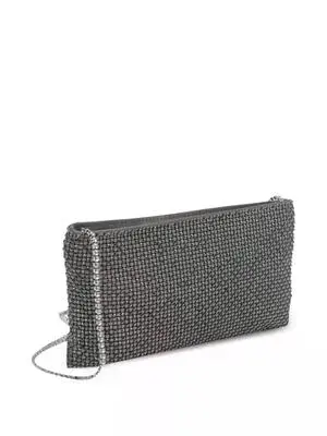 Benedetta Bruzziches Crystal-embellished Silk Clutch - Grey