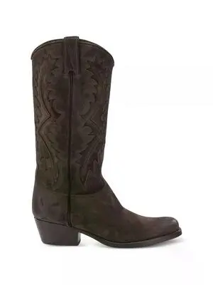 Sartore Embroidered Suede Boots - Brown