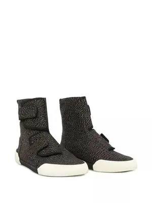 LANVIN Touch-strap High-top Sneakers - Black