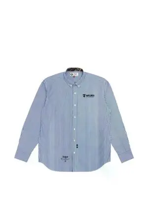 AAPE BY *A BATHING APE Logo-embroidered Striped Shirt - Blue