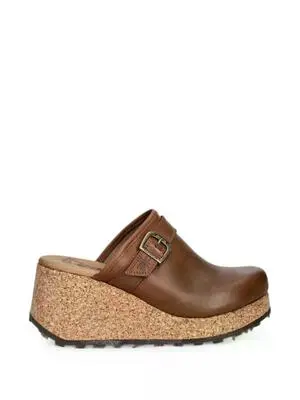 Fly London Buckle-detail Cork-wedge Mules