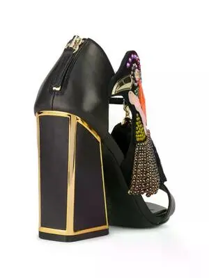 KAT MACONIE Aya Embellished Tassel Sandals - Black