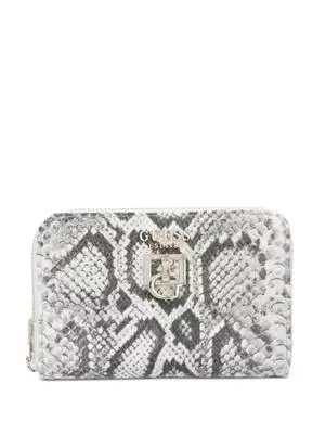 Guess Bianca Snake-effect Logo-plaque Wallet - Grey