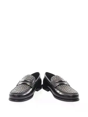 LOUIS VUITTON Stud-embellished Leather Loafers - Black