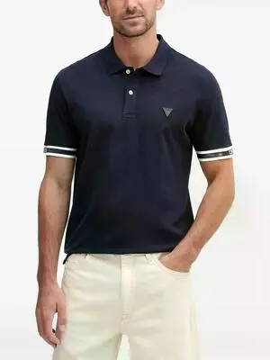 Guess Logo-patch Striped-trim Polo Shirt