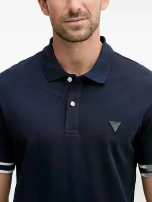 Guess Logo-patch Striped-trim Polo Shirt
