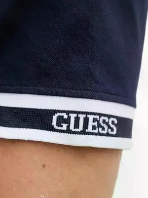 Guess Logo-patch Striped-trim Polo Shirt