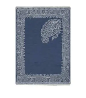 Etro Wool Paisley Tagete Throw - Blue