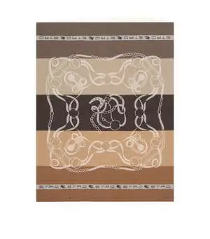 Etro Wool Striped Horses Throw - Grey