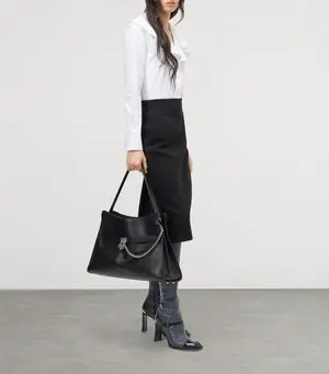 Alexander McQueen Maxi Calfskin Locke Top-handle Bag - Black