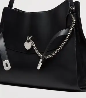 Alexander McQueen Maxi Calfskin Locke Top-handle Bag - Black
