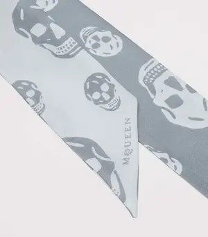 Alexander McQueen Silk Skull Skinny Scarf - Green