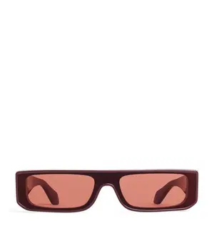 Alaïa Alaïa Acetate Rectangle Mask Sunglasses Red