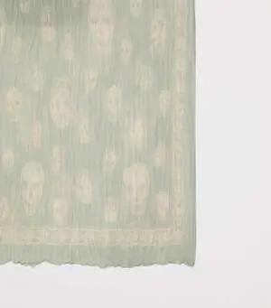 Alexander McQueen Silk Pleated Skull Scarf