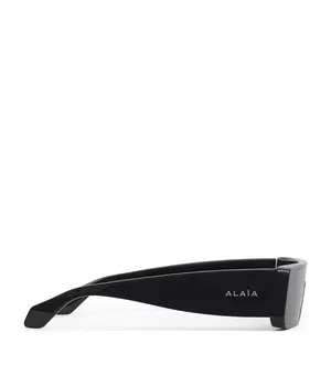 Alaïa Acetate Rectangle Mask Sunglasses - Black
