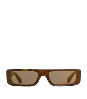 Alaïa Acetate Rectangular Mask Sunglasses - Brown