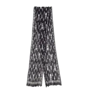 Alexander McQueen Silk Pleated Skull Scarf