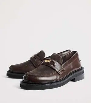 Maje Leather-suede Penny Loafers