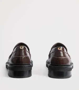 Maje Leather-suede Penny Loafers