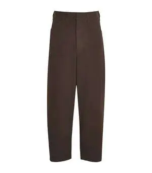 LEMAIRE Cotton Workwear Wide-leg Trousers - Brown