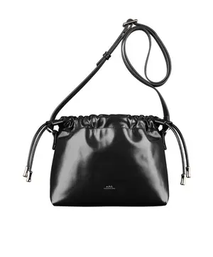 A.p.c. Logo Printed Drawstring Mini Cross Body Bag - Black