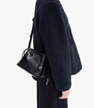 A.p.c. Logo Printed Drawstring Mini Cross Body Bag - Black
