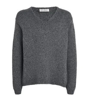 Our Legacy Wool Link V-neck Sweater - Grey