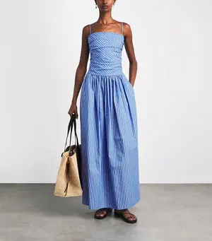 Faithfull The Brand Cotton Stripe Maxi Dress - Blue
