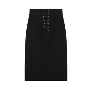 NOCTURNE Eyelet Detail High Waist Midi Skirt