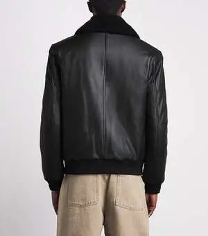 Moose Knuckles Leather Toba Bomber Jacket
