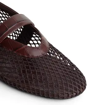 Alaïa Croc-embossed Leather Mesh Ballet Flats