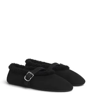 Alaïa Shearling Ballet Flats - Black