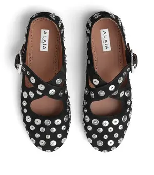 Alaïa Suede Rivet Criss-cross Ballet Flats