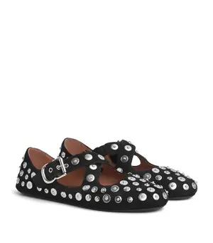 Alaïa Suede Rivet Criss-cross Ballet Flats
