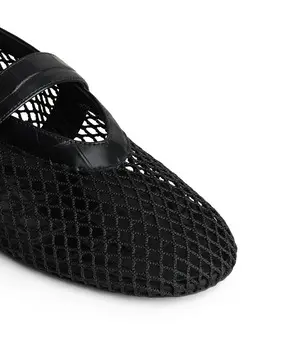Alaïa Croc-embossed Leather Mesh Ballet Flats