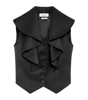 Alexander McQueen Wool Waterfall-collar Waistcoat - Black