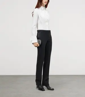 Alexander McQueen Wool Slim Tuxedo Trousers