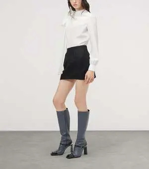 Alexander McQueen Silk Bow-shoulder Blouse - White