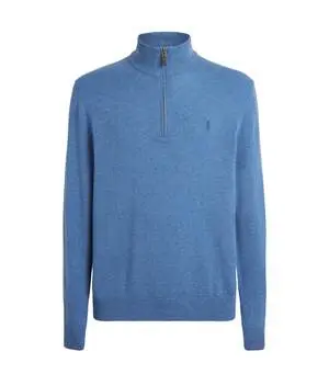 Polo Ralph Lauren Wool Polo Pony Quarter-zip Sweater - Blue