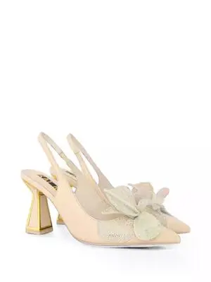 KAT MACONIE Henni Crystal-embellished Floral Slingback Pumps - Neutrals