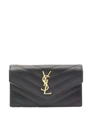 Saint Laurent 2020s Monogram Fragment Card Case - Black